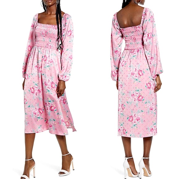 Wayf | Dresses | Nwt Wayf Womens Ever After Midi Length Dress Smocked ...